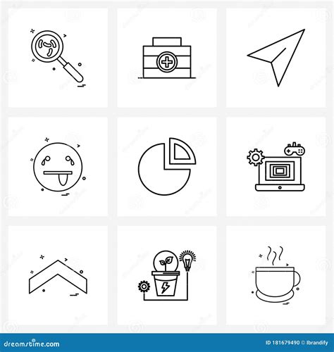 Set Of 9 Simple Line Icons For Web And Print Such As Emotion Basic