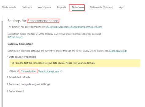 solved re credentials provided for the odata source are