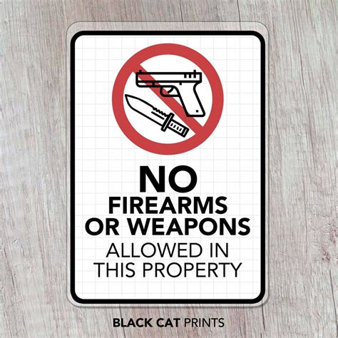 No Firearms Or Weapons Allowed In This Property Sign Laminated