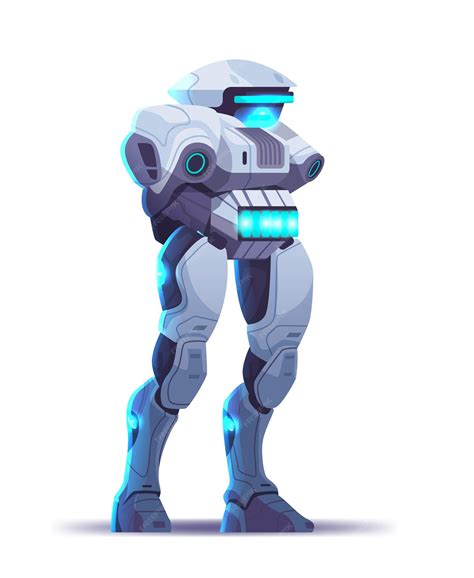 Ciborg Robot Lindo Personaje Robótico Moderno De Pie Pose Concepto De