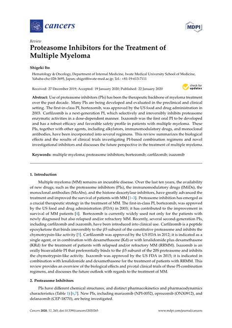 Proteasome Inhibitors For The Treatment Of Multiple Myeloma Docslib