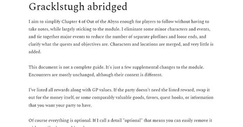 Gracklstugh Abridged My Attempt To Simplify Chapter 4 Of Out Of The Abyss R Outoftheabyss