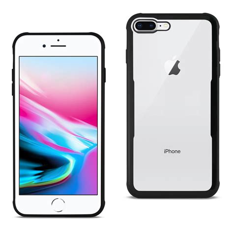 Iphone 8 Plus Hard Glass Tpu Case With Tempered Glass Screen Protector In Clear Black Walmart