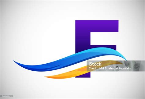 Swoosh 또는 파도 기호 디자인이 있는 초기 F 알파벳 기업 비즈니스 아이덴티티에 대한 그래픽 알파벳 기호 0명에 대한 스톡