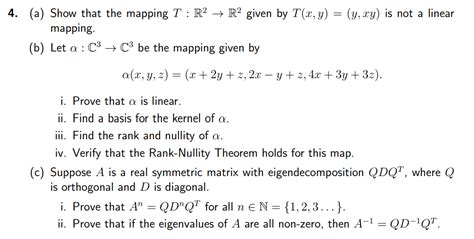 Solved A Show That The Mapping T R R Given Chegg