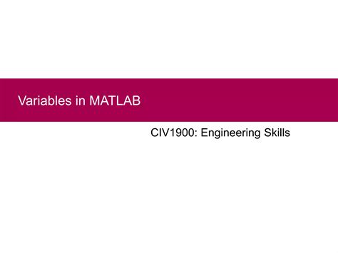 Variables In Matlab Ppt