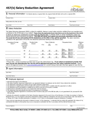 Fillable Online 457 B Salary Reduction Agreement Bay Bridge