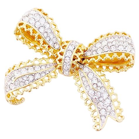 Crystal Rhinestone Figural Bow Brooch By Nolan Miller 1980s For Sale At 1stdibs