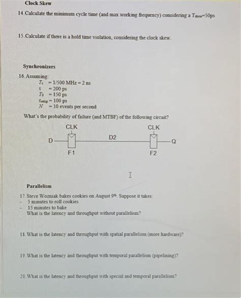 Solved 14 Calculate The Minimum Cycle Time And Max Working