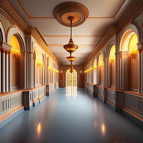Long Gallery Corridor Built In Classical Style Perspective In Architecture Premium Ai