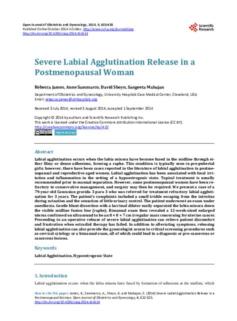 Pdf Severe Labial Agglutination Release In A Postmenopausal Woman