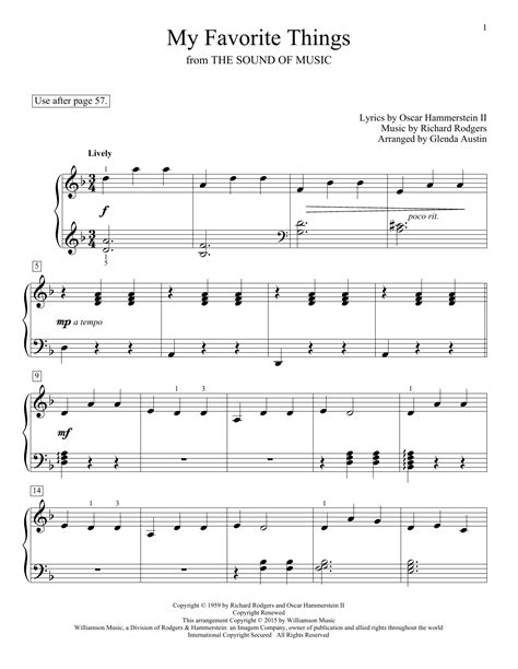 My Favorite Things Sheet Music By Rodgers Hammerstein Easy Piano