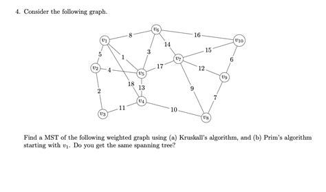 Solved 4 Consider The Following Graph Find A Mst Of The