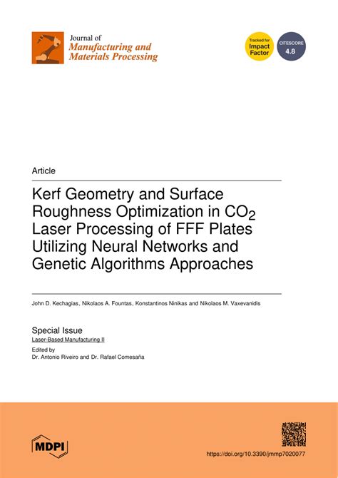 Pdf Kerf Geometry And Surface Roughness Optimization In Co 2 Laser