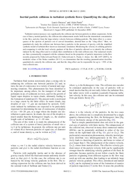 Pdf Inertial Particle Collisions In Turbulent Synthetic Flows