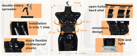 4 Packs Female Mannequin Body Set 27 Inches Height Hanging