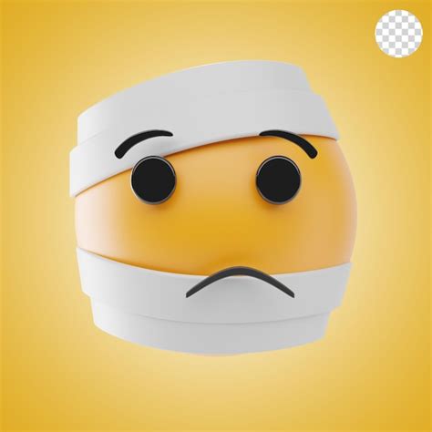 Cara con vendaje en la cabeza emoji icono 3D e ilustración Archivo