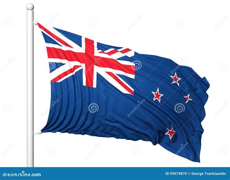 Waving Flag Of New Zealand On Flagpole Stock Illustration