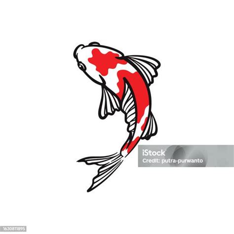 손으로 그린 잉어 물고기 벡터입니다 잉어 잉어 라인 아트 일러스트 물고기에 대한 스톡 벡터 아트 및 기타 이미지 물고기