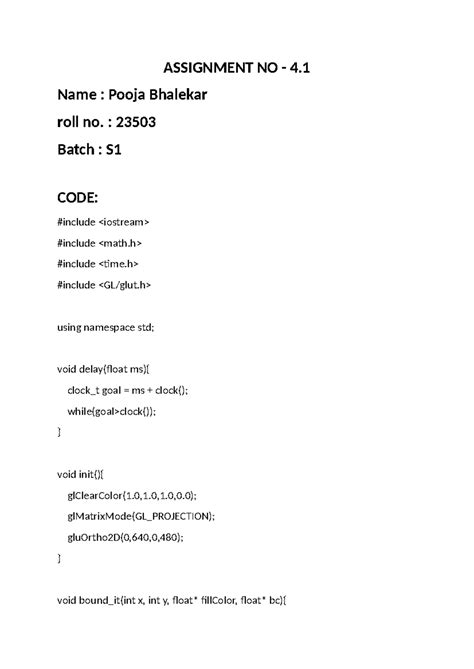 Assignment 4 Cg Codes Assignment No 4 Name Pooja Bhalekar Roll No 23503 Batch S