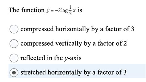 Solved The Function Y 2log13x Iscompressed Horizontally By Chegg