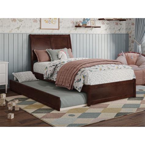 Afi Andorra Walnut Brown Solid Wood Frame Twin Platform Bed With Panel
