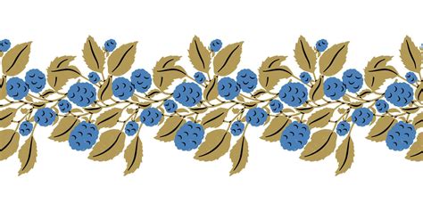 Blackberry Ornamental Border Seamless Repeat Pattern Illustration