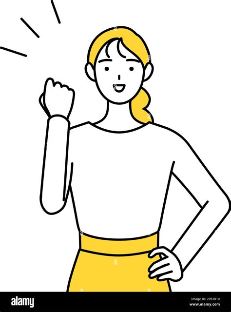 A Casually Dressed Young Woman Posing With Guts Vector Illustration