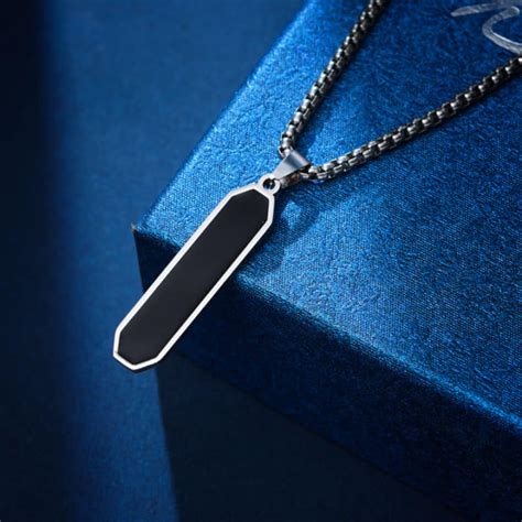 Simple Black Men Stainless Steel Bead Chain Necklace Chain For Men