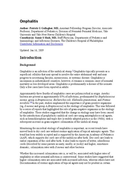 Omphalitis Sepsis Diseases And Disorders