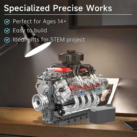Mould King V8 Engine Building Blocks Sets V8 Engine Model Kit That Run Build Your Own Stem