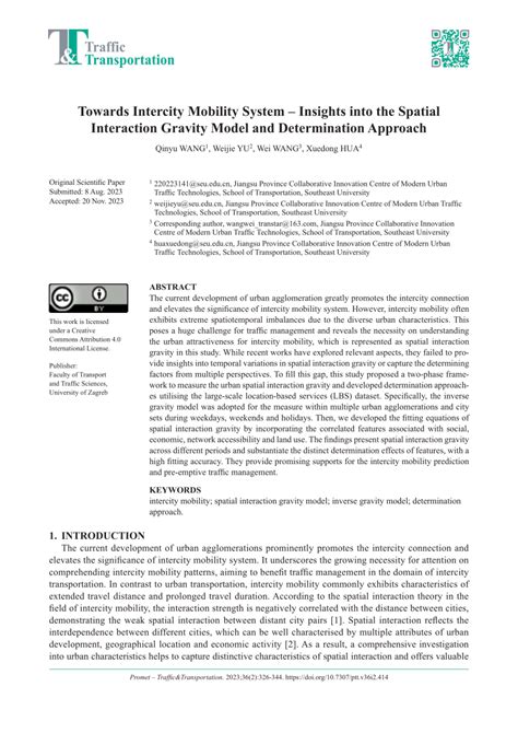 Pdf Towards Intercity Mobility System Insights Into The Spatial Interaction Gravity Model