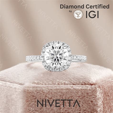 328 Ct Lab Grown Round Cut Halo Pave Diamond Engagement Ring Vs1 D Igi