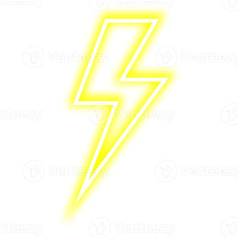 Lightning Symbol Flashing Yellow Neon Light 54019921 Png