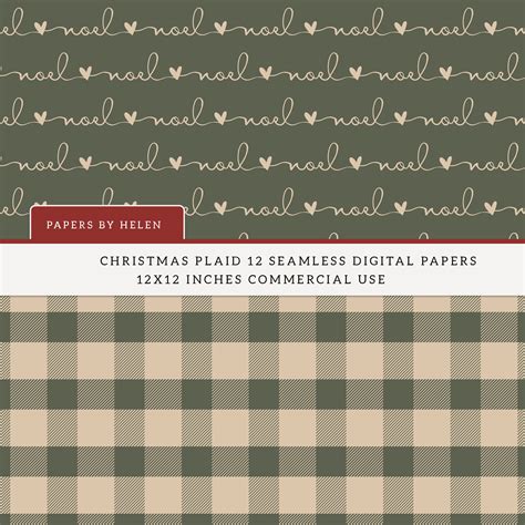 12 Christmas Plaid Seamless Christmas Digital Papers Etsy