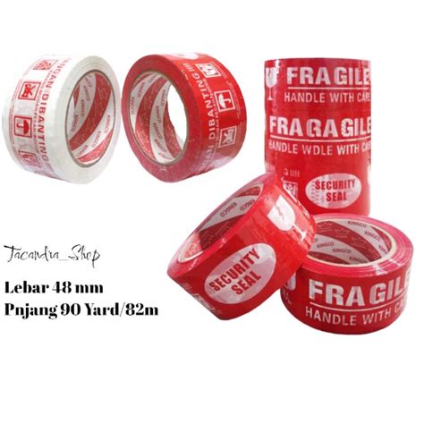 Jual Lakban Bening Fragile 48 X 82 Cm Atau 90 Yard Lakban Merah