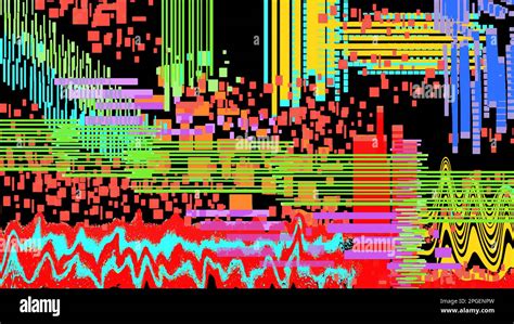 Red Noise And Pixels With Glitch Effect Against Black Background Stock