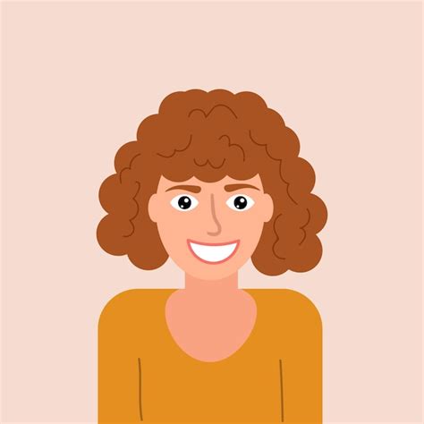 Dessin Animé Heureuse Jeune Femme Aux Cheveux Bouclés Dans Un Style
