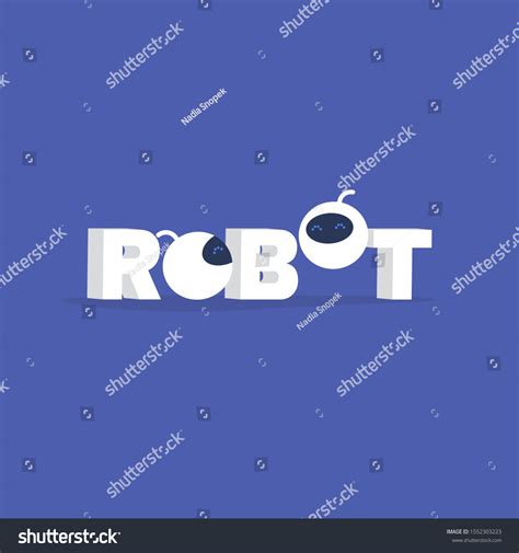 Two Cute Robots Hovering Between 3d Stock Vector Royalty Free