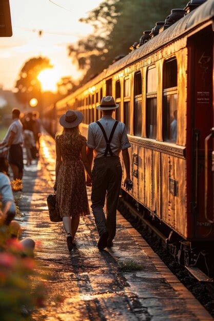 Premium Photo Couple At The Train Station