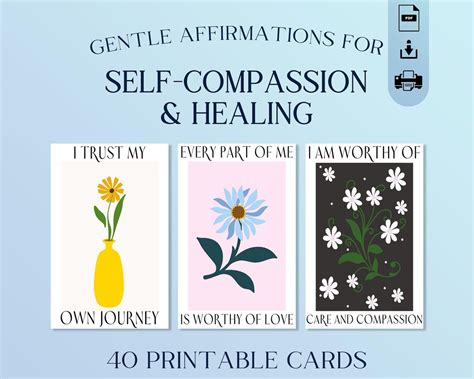 Self Compassion Affirmation Cards Printable Mental Health And Self Care Deck For Healing Inner