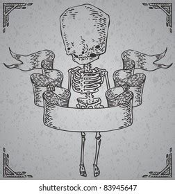 Three Vector Doodle Skeletons Text Templates Stock Vector Royalty Free