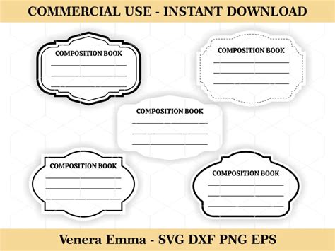 Composition Notebook Label Svg Notebook Label Template Vectorency