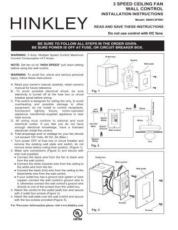 Hinkley Fwh Wall Control Speed Instruction Manual Manualzz