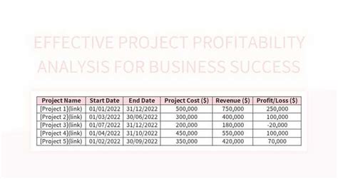 Effective Project Profitability Analysis For Business Success Excel