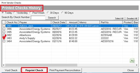 How To Print Or Reprint A Check In The Print Checks Screen