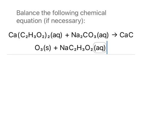Solved Balance The Following Chemical Equation If