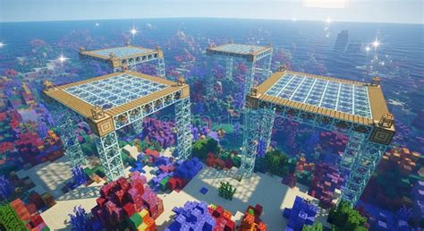 Underwater Minecraft Structures Glass Enclosed Platforms In A Coral