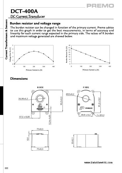 Dct 400a Datasheet Pdf Premo Current Transformers And Sensors Specs Datasheet4u