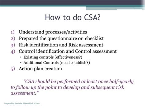Control Self Assessment Csa Ppt
